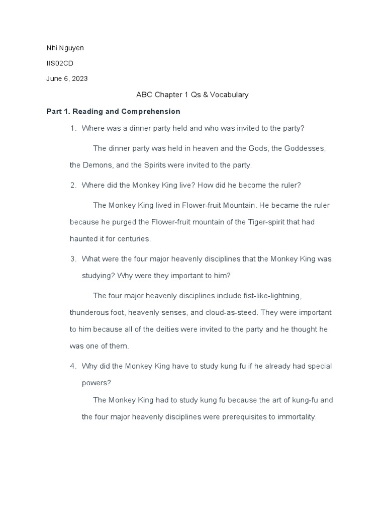 ABC Chapter 1 Qs & Vocabulary | PDF