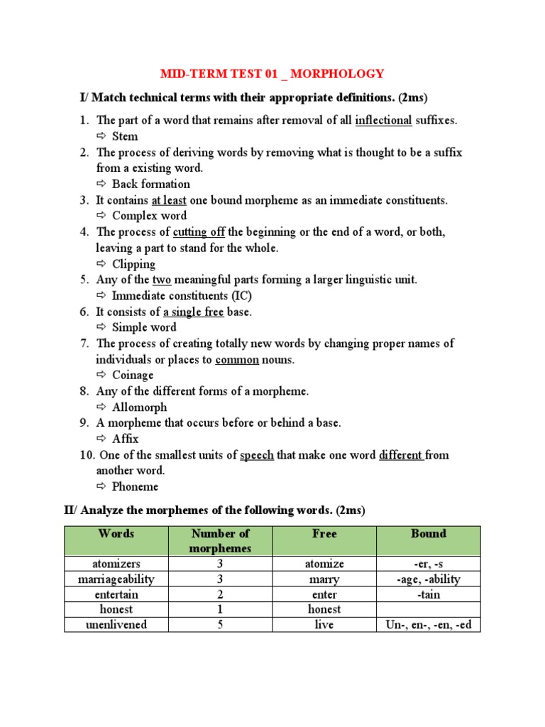 Morphology Tests | PDF