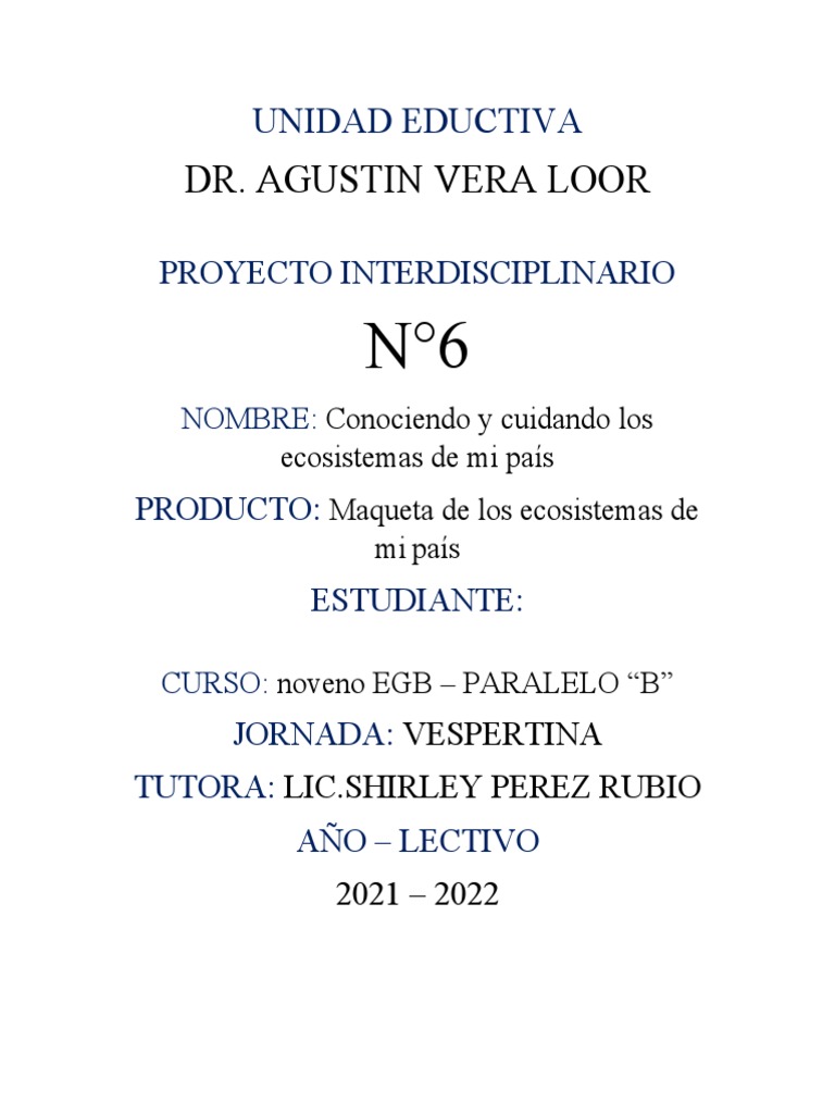 CARATULAS PROYECTO 6 8vo B | PDF