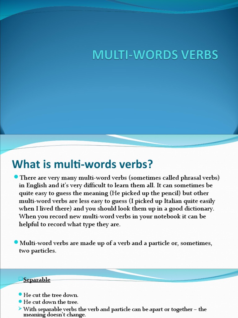 Perkuliahan 11 - Multi-Words Verbs | PDF | Verb | Preposition And ...
