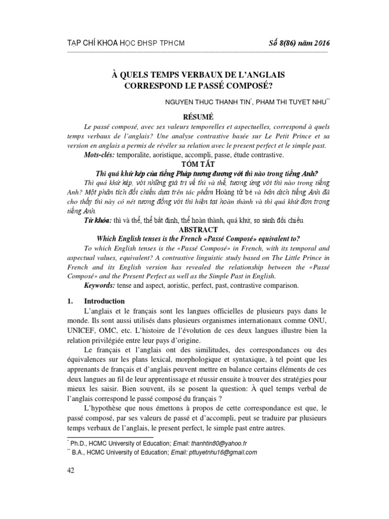 Passé Composé et Temps Anglais | PDF | Verbe | Temps (grammaire)