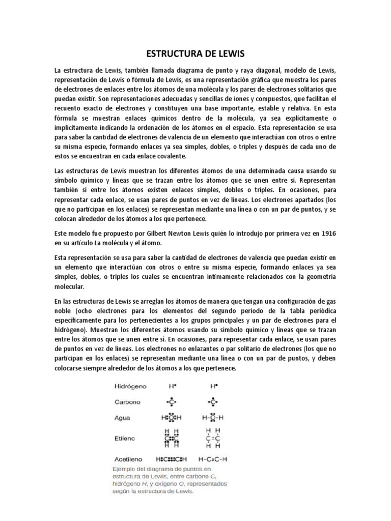 Estructura De Lewis Pdf Enlace Covalente Física Atómica