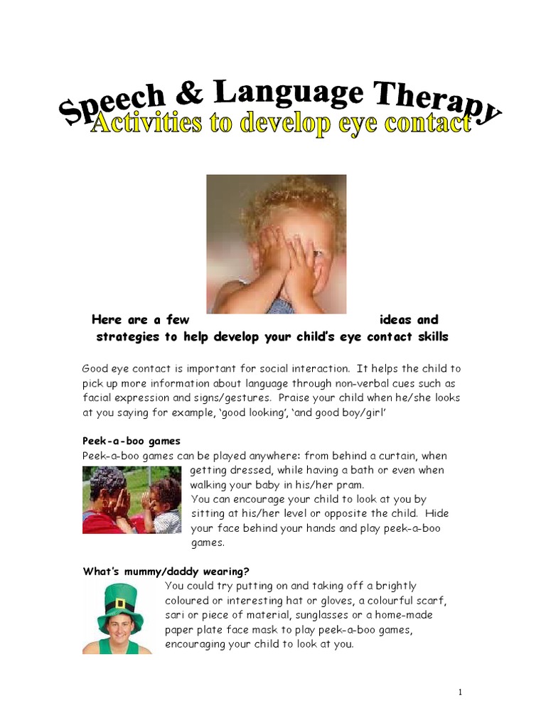 Eye Contact Activities | PDF | Puppets
