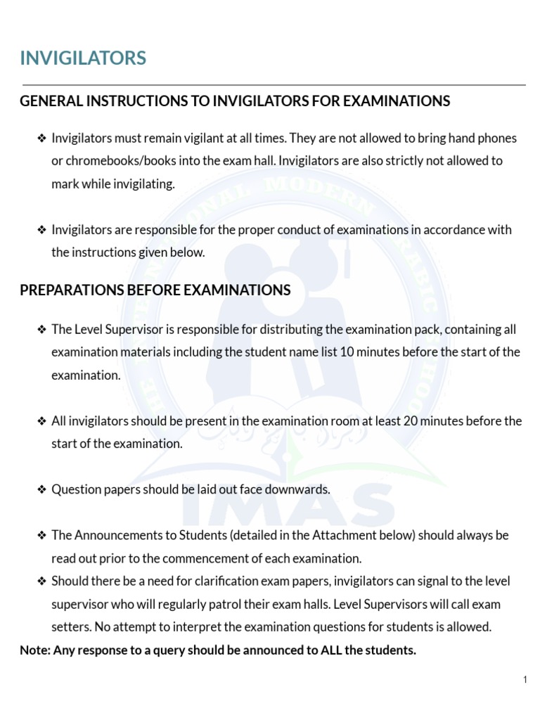 IMAS Invigilators - Markers Handbook | PDF
