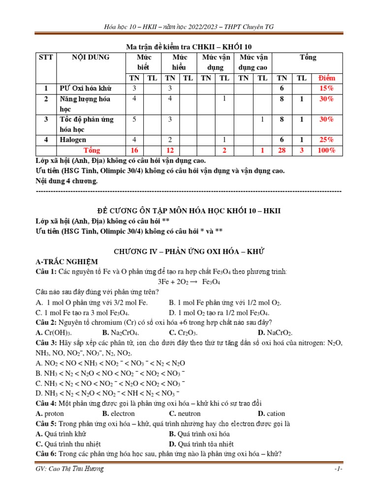 De Cuong K10 - HKII - Năm 2022 - 2023 | PDF