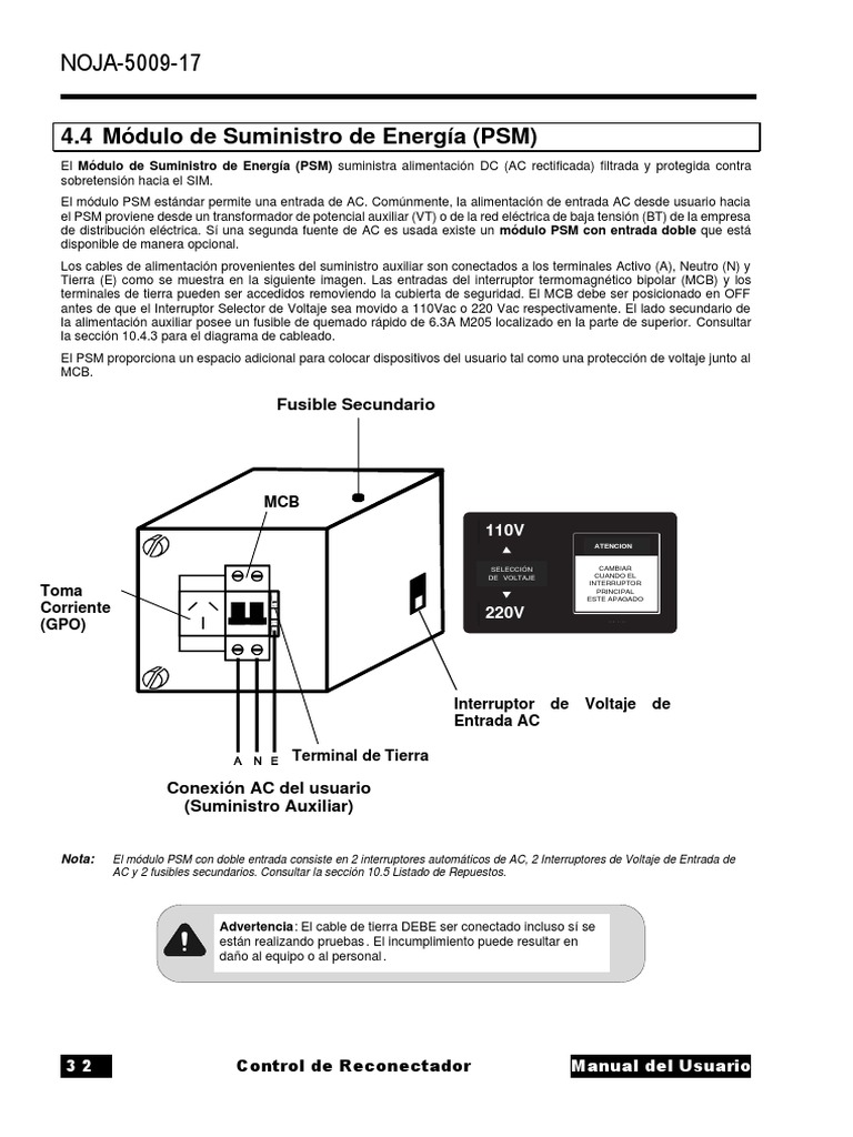 Manual de Usuario del Módulo PSM | PDF | Ingenieria Eléctrica | Fusible (Eléctrico)