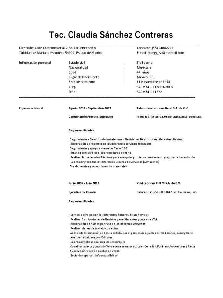 CV Tec Claudia | PDF | Informática