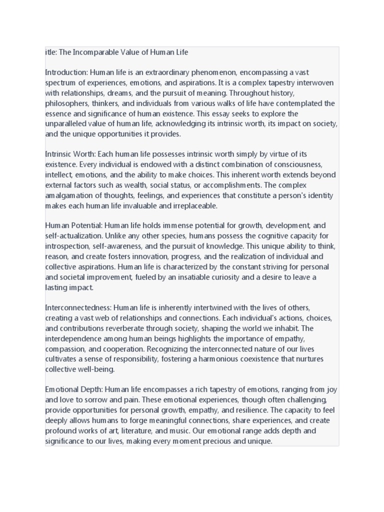 Human Life Essay | PDF