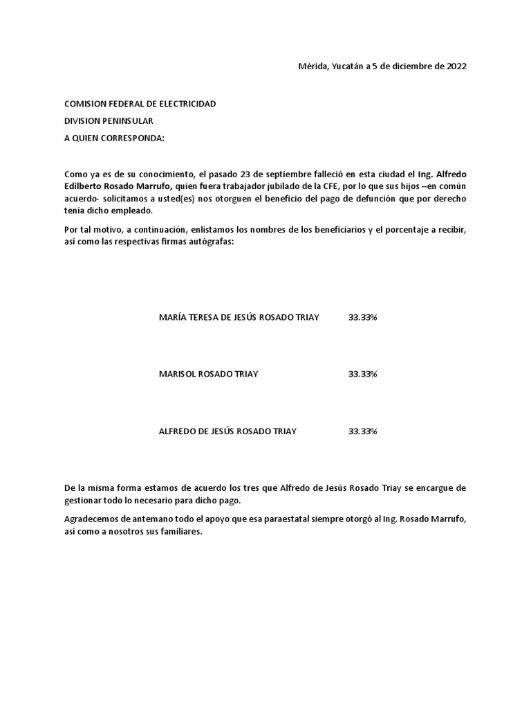 Carta CFE | PDF