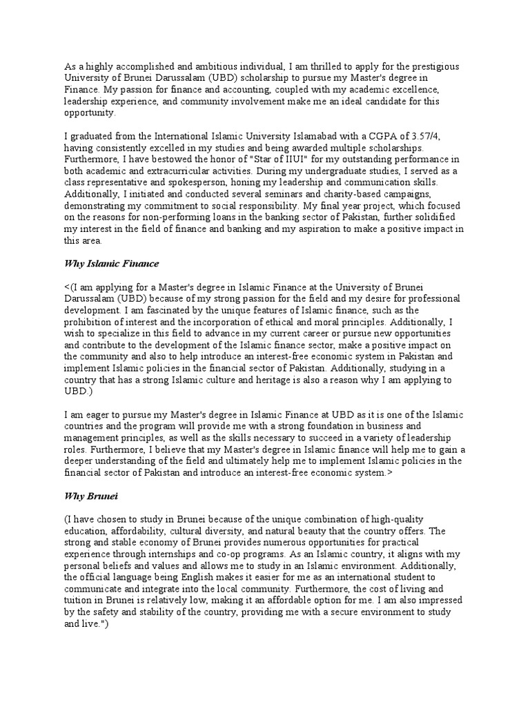 Essay Fo Brunei Scholarship | PDF | Cost Of Living | Economies