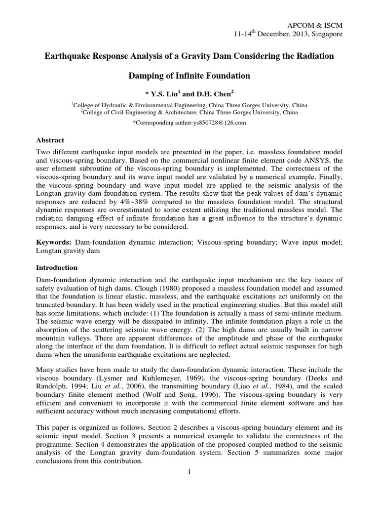 Earthquake Response Analysis of a Gravity Dam Considering the Radiation ...