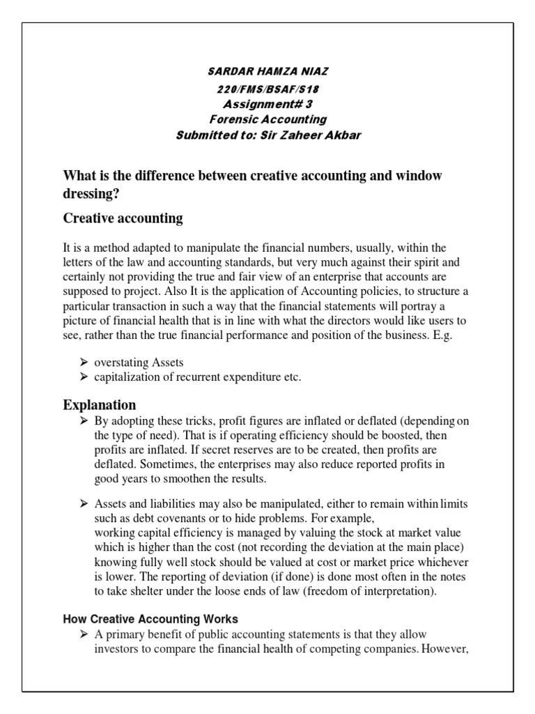 Creative Accounting vs. Window Dressing | PDF | Depreciation | Accounting