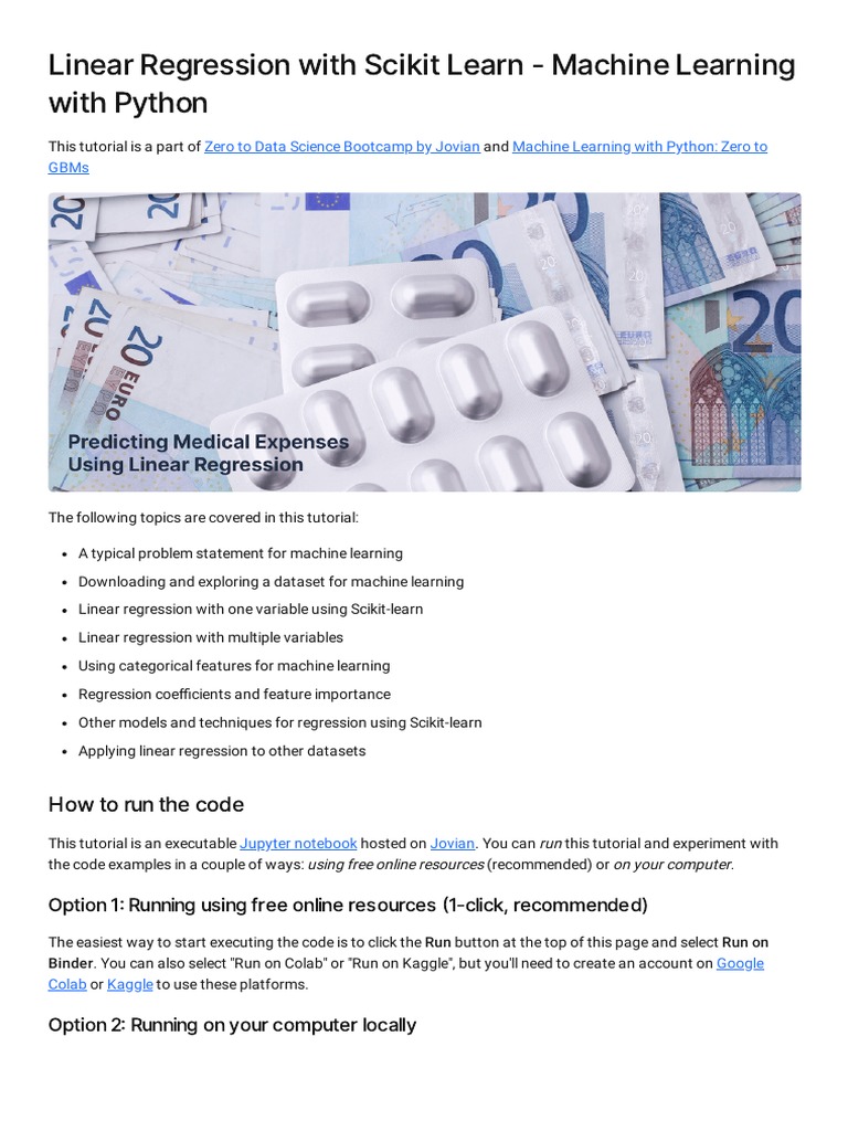 Python Sklearn Linear Regression | PDF | Ordinary Least Squares | Regression Analysis
