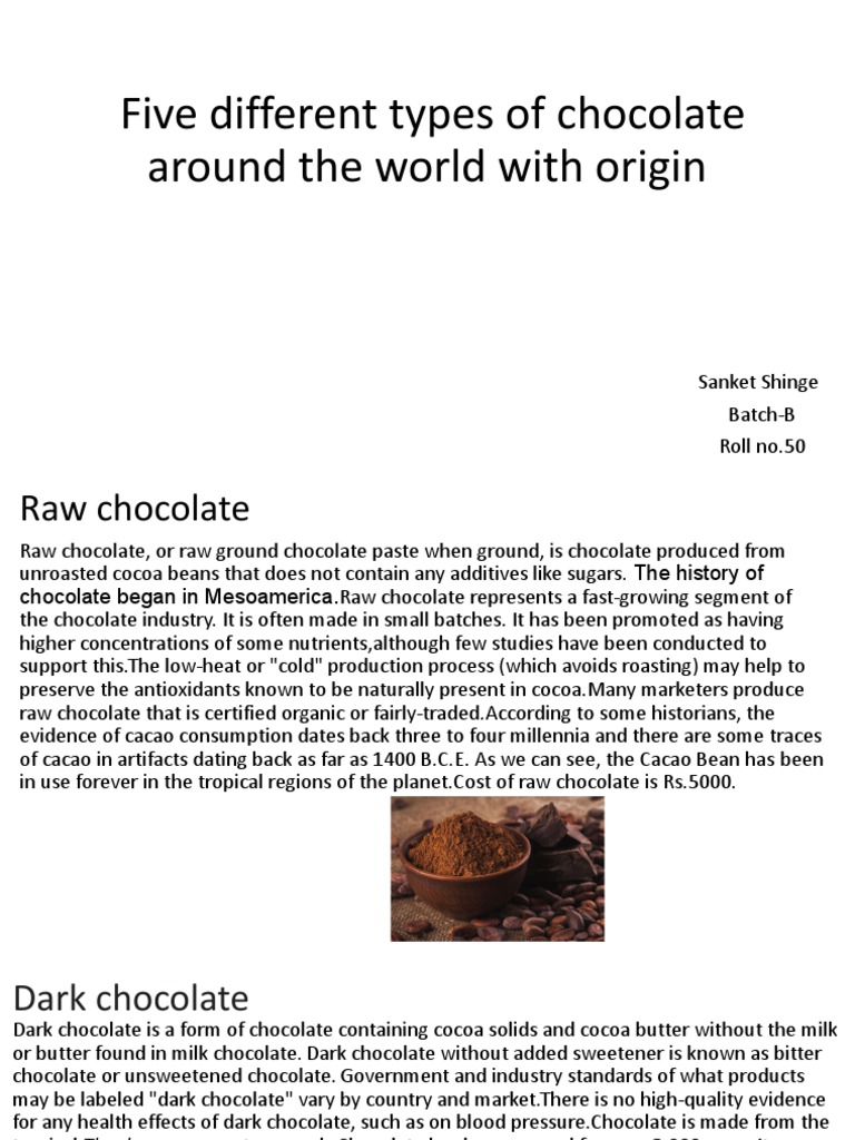 Five Different Types of Chocolate Around The World | PDF | Chocolate ...
