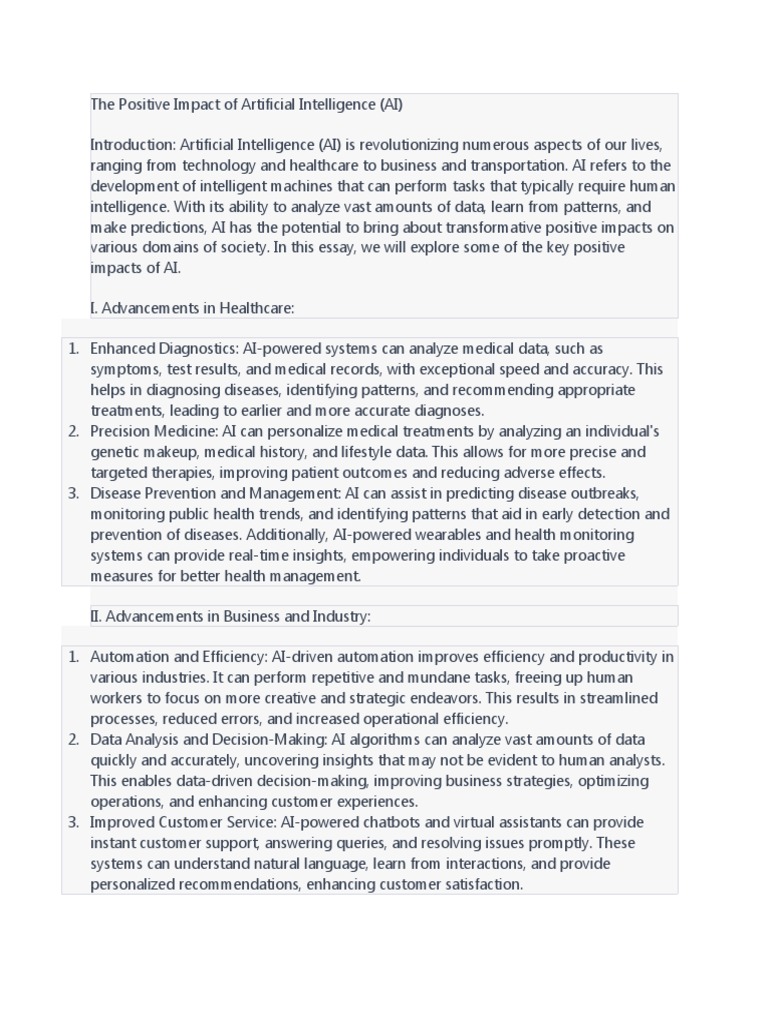 The Positive Impact of Artificial Intelligence | PDF | Artificial ...
