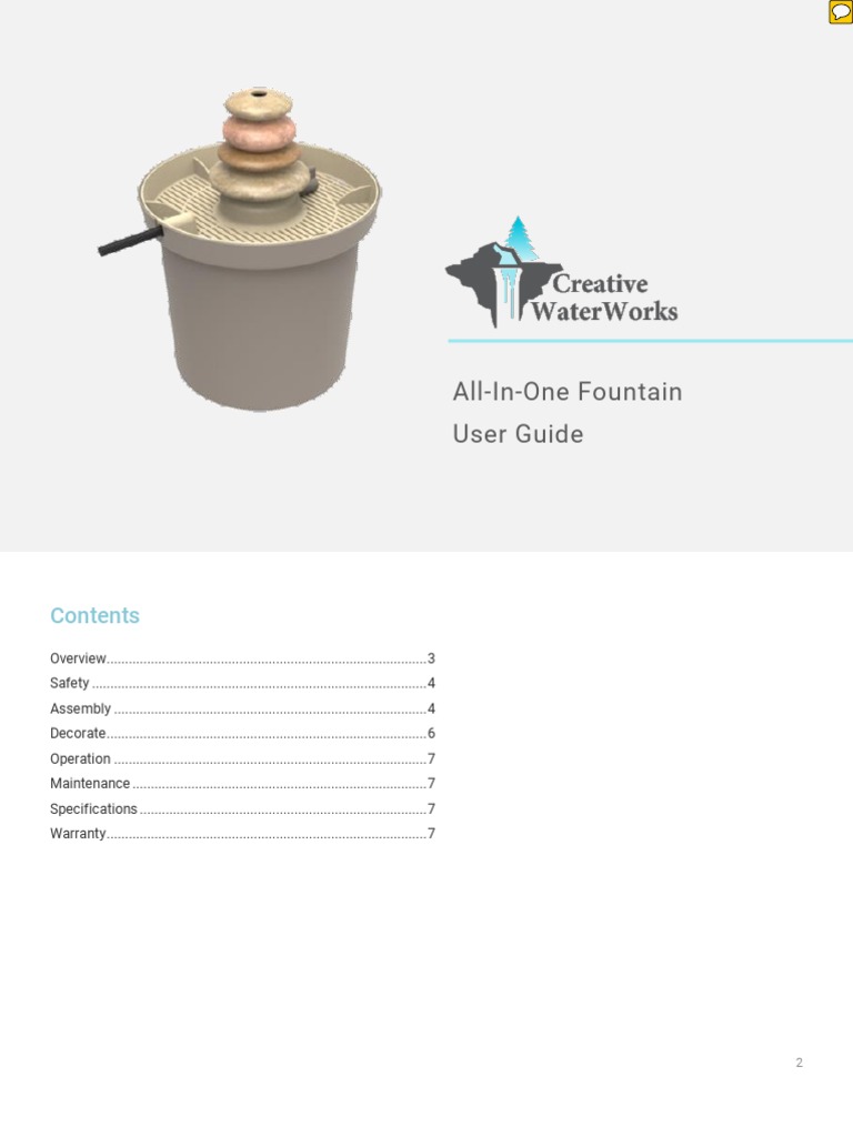 CCW All-In-One Fountain User Guide | PDF | Pump | Equipment