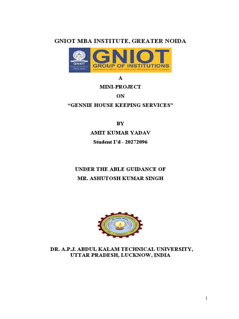GENNIE HOUSE KEEPING SERVICES Mini Project | PDF