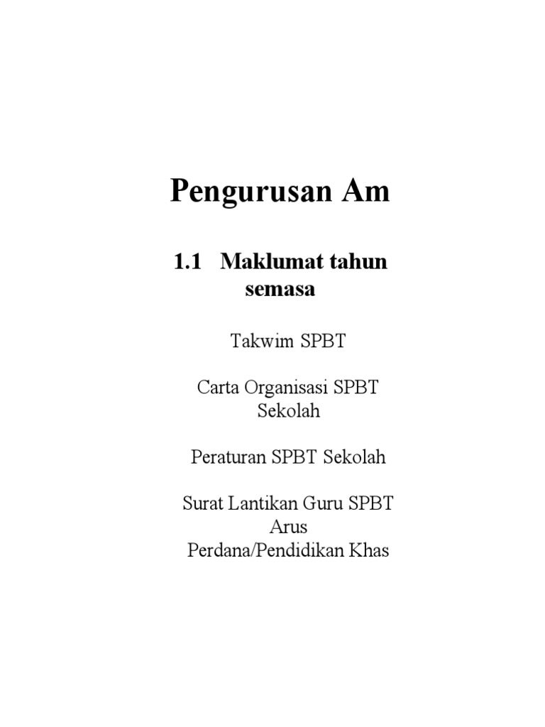 Pengurusan Am SPBT | PDF