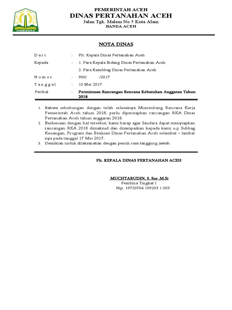 NOTA DINAS PLT | PDF