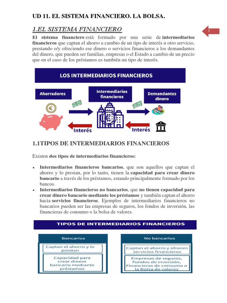 Ud 11 Ec. El Sistema Financiero. La Bolsa. | PDF | Compartir (Finanzas ...