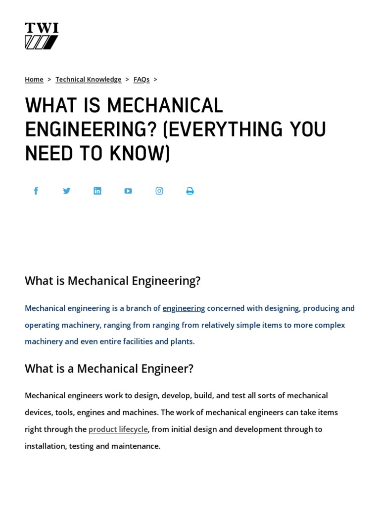 What Is Mechanical Engineering - (Everything You Need To Know) | PDF