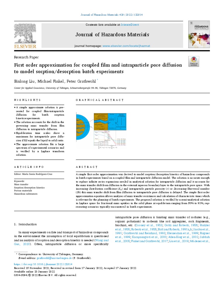 First Order Approximation for Coupled Film and Intraparticle Pore ...
