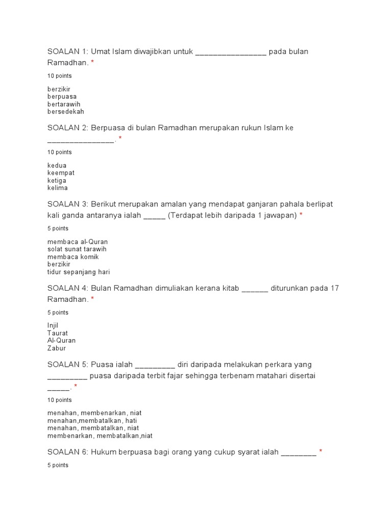 Kuiz Ramadan 2020 | PDF