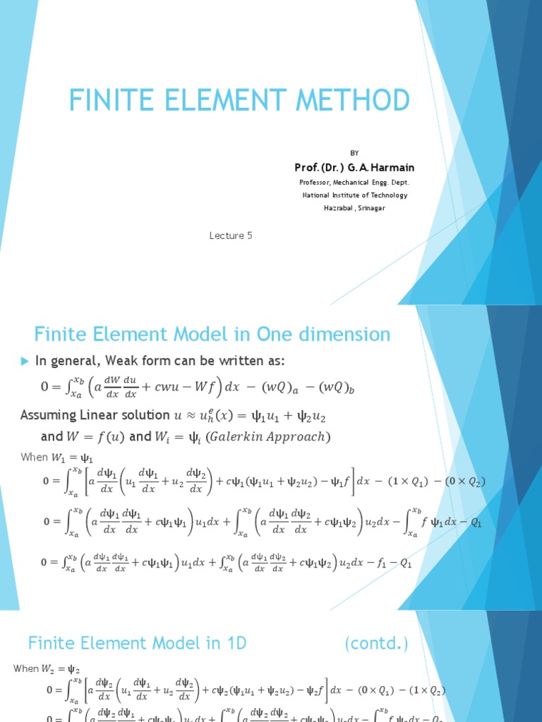 FINITE ELEMENT METHOD Lecture 5 | PDF | Matrix (Mathematics) | Equations