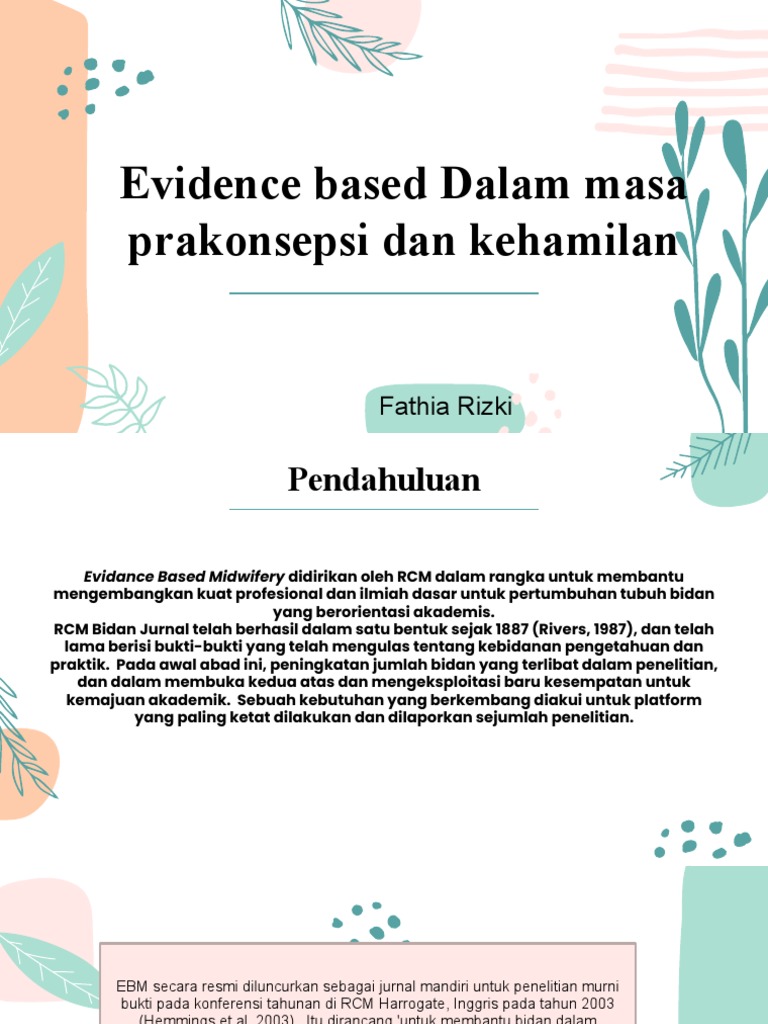 Evidence Based Dalam Masa Prakonsepsi Dan Kehamilan | PDF