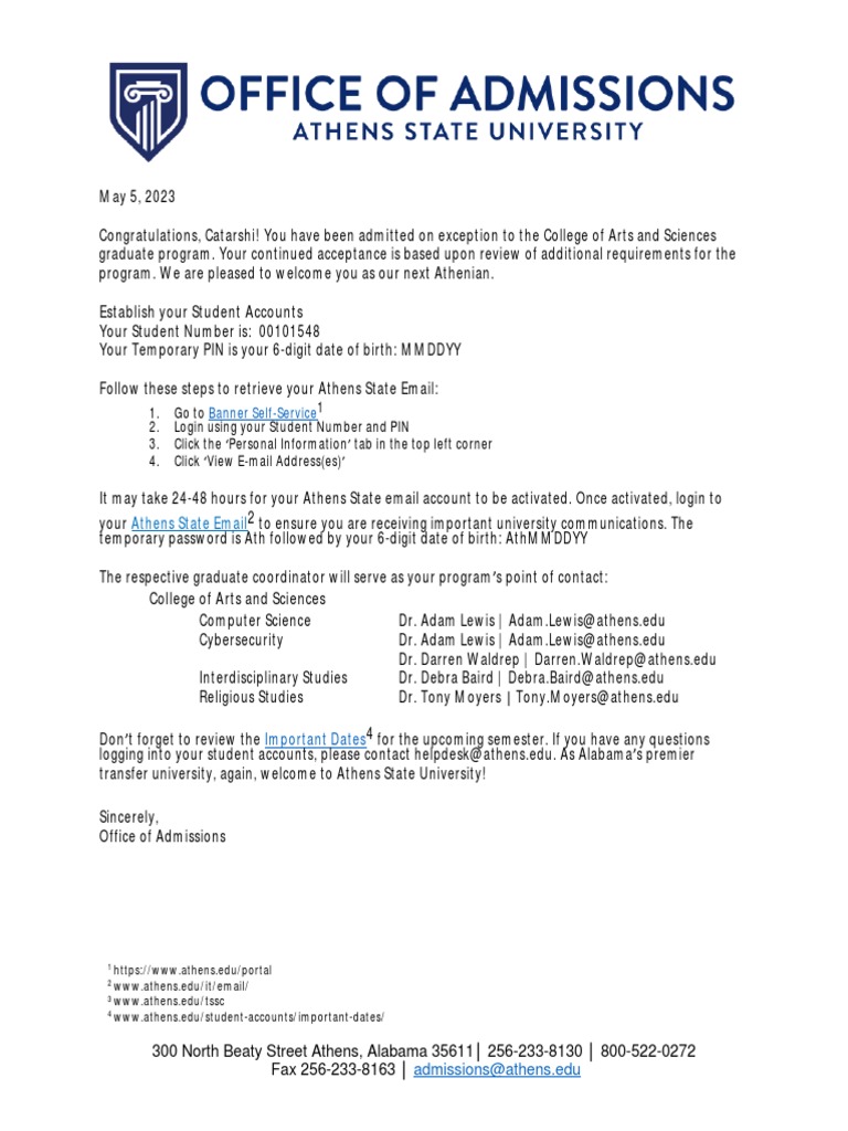 Admission Letter | PDF