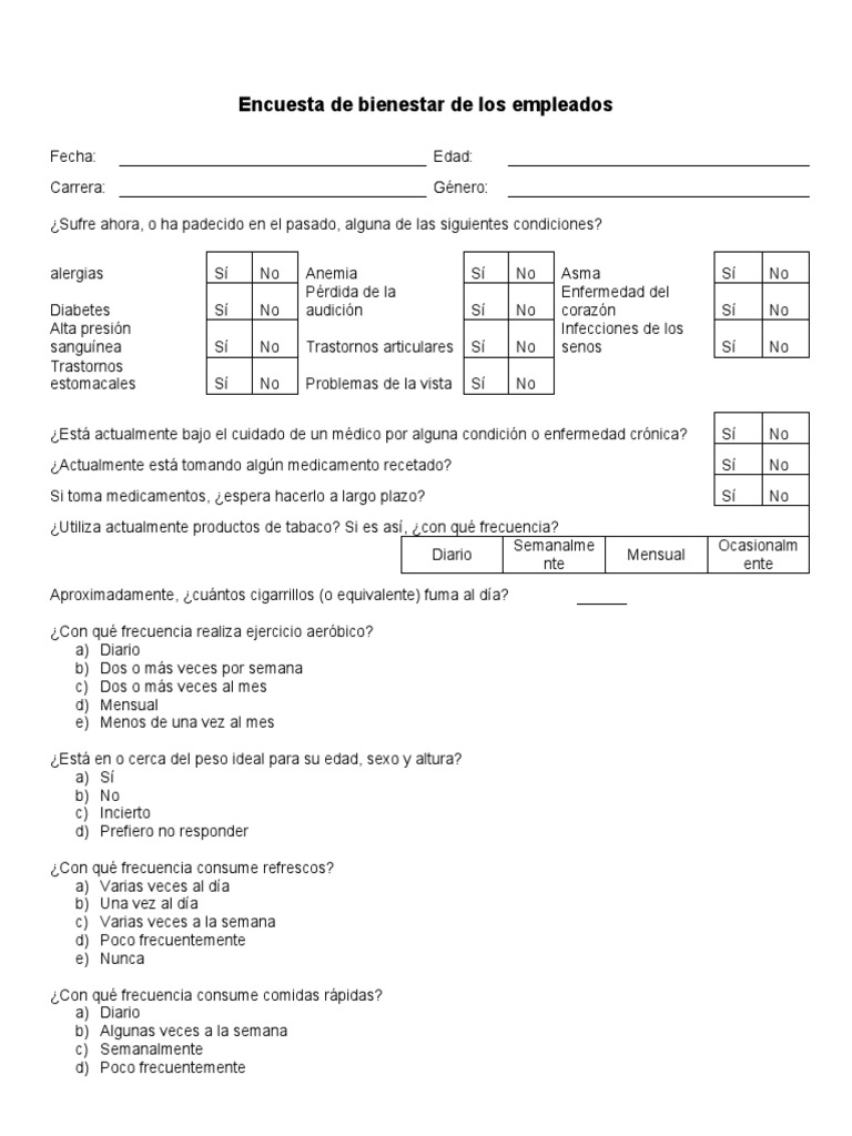 Plantilla Formato Encuesta Word | PDF | Cuidado de la salud | Epidemiología