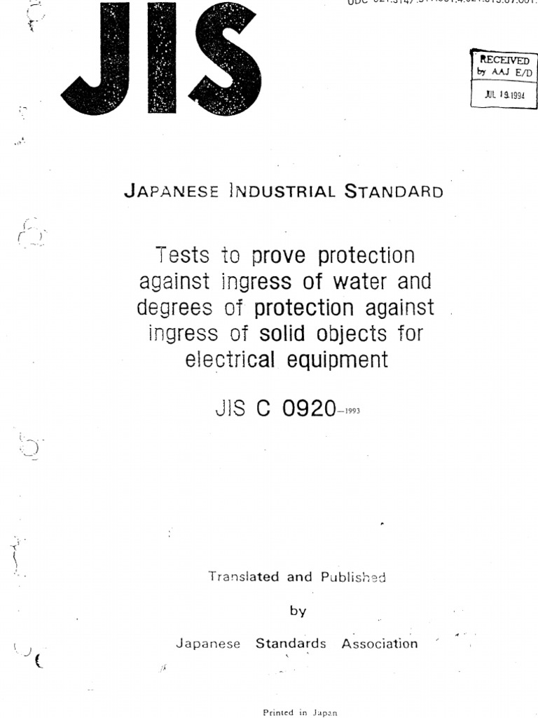 Jis C 0920 Japanese Industrial Standard 1993 | PDF