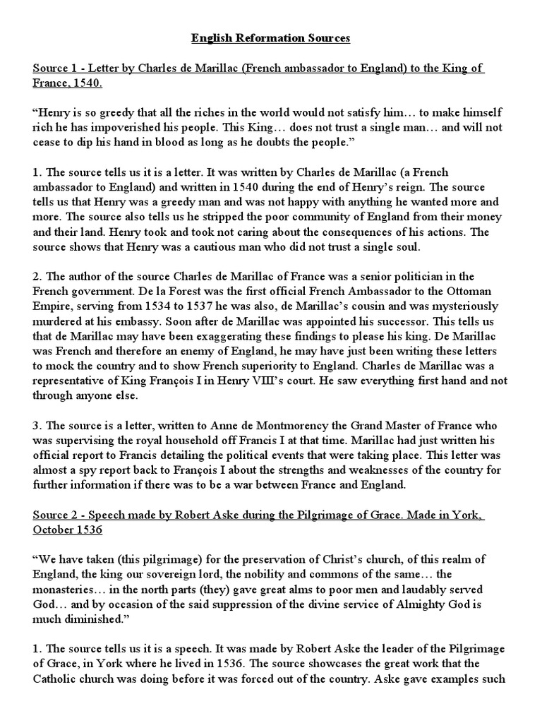 History Sources of The English Reformation Sources | PDF | Catholic ...