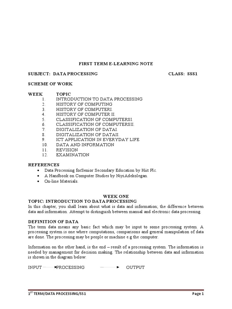 1ST Term S1 Data Processing | PDF | Microcomputers | Computer Hardware 1ST Term S1 Data Processing | PDF | Microcomputers | Computer Hardware