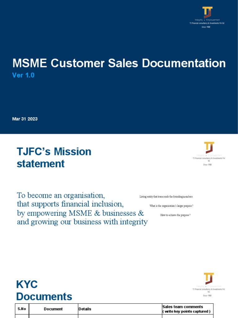 MSME Customer - Sales Documentation | PDF | Loans | Expense