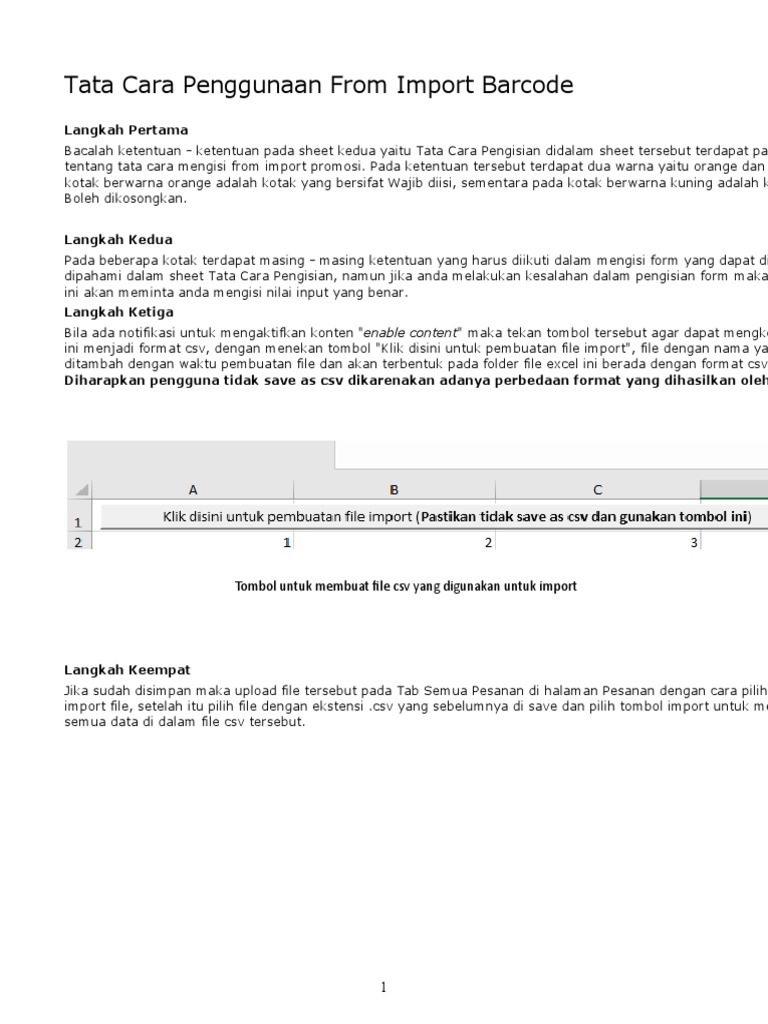 Template Import Barcode | PDF