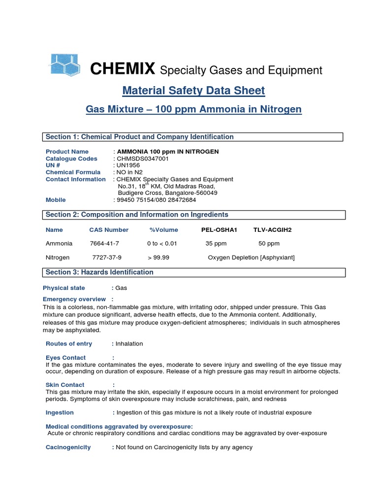 NH3+N2 MSDS | PDF