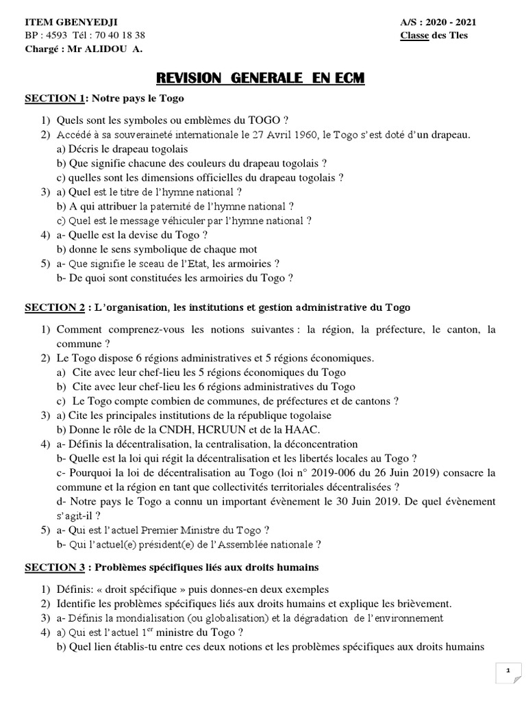 Revision Generale Ecm 3eme Partie | PDF