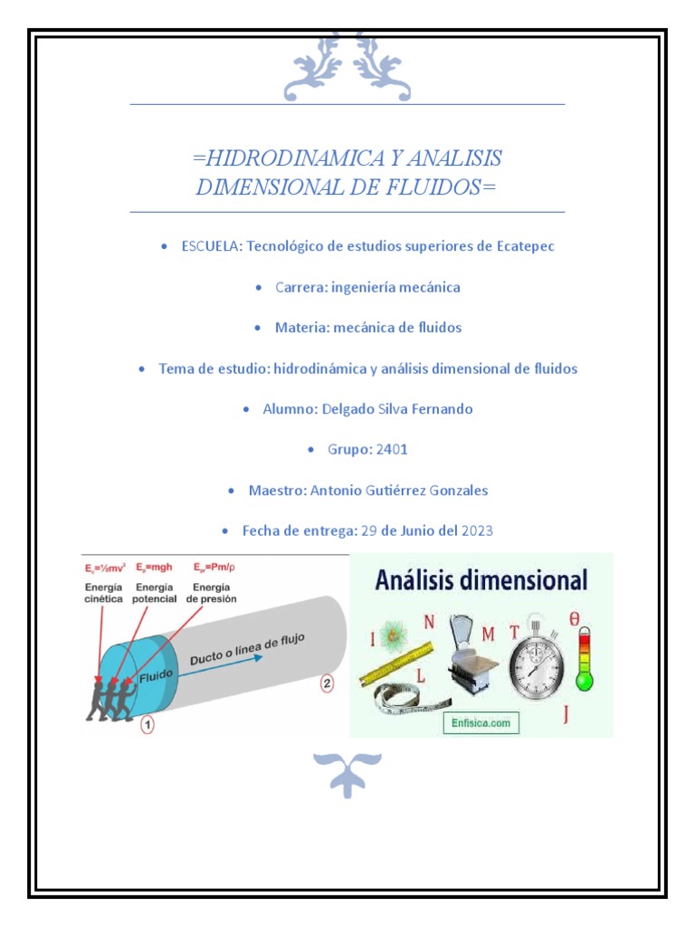 Hidrodinamica Y Analisis Dimensional de Fluidos | PDF | Dinámica de fluidos | Mecánica de fluidos