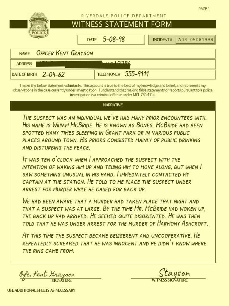 Witness Officer Grayson Unsolved Case Files A03 05081998 | PDF
