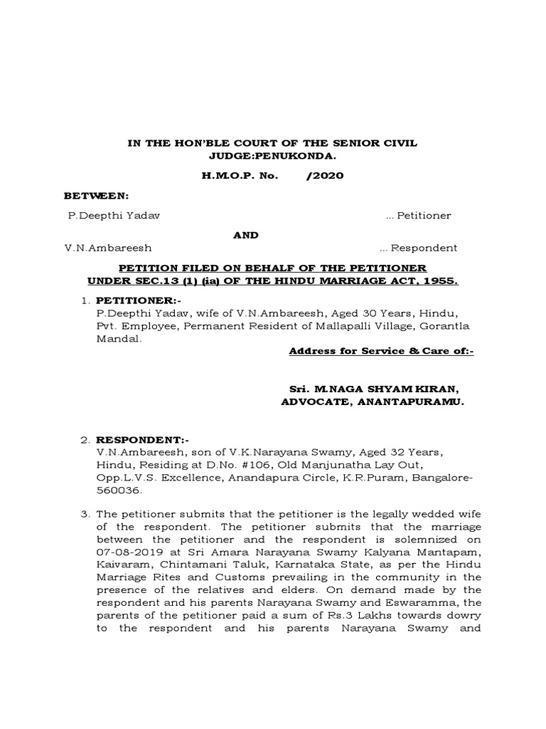 Hmop Deepthi Penukonda | PDF | Marriage | Divorce