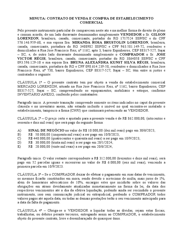 Contrato de Venda e Compra | PDF | Direito Comum | Business