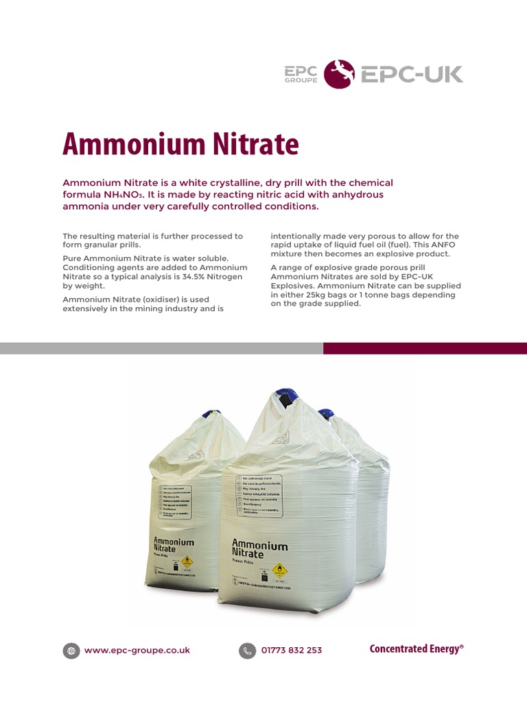 Ammonium Nitrate A4 Prod Guide | PDF | Materials | Atoms