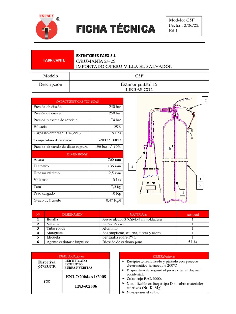 Ficha Tecnica Extintor de c02 | PDF