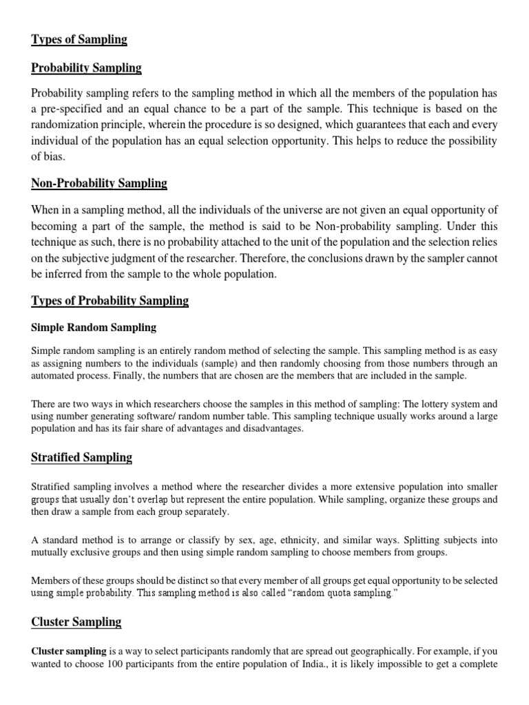 Types of Sampling (Research Methodology) | PDF | Level Of Measurement ... Types of Sampling (Research Methodology) | PDF | Level Of Measurement ...