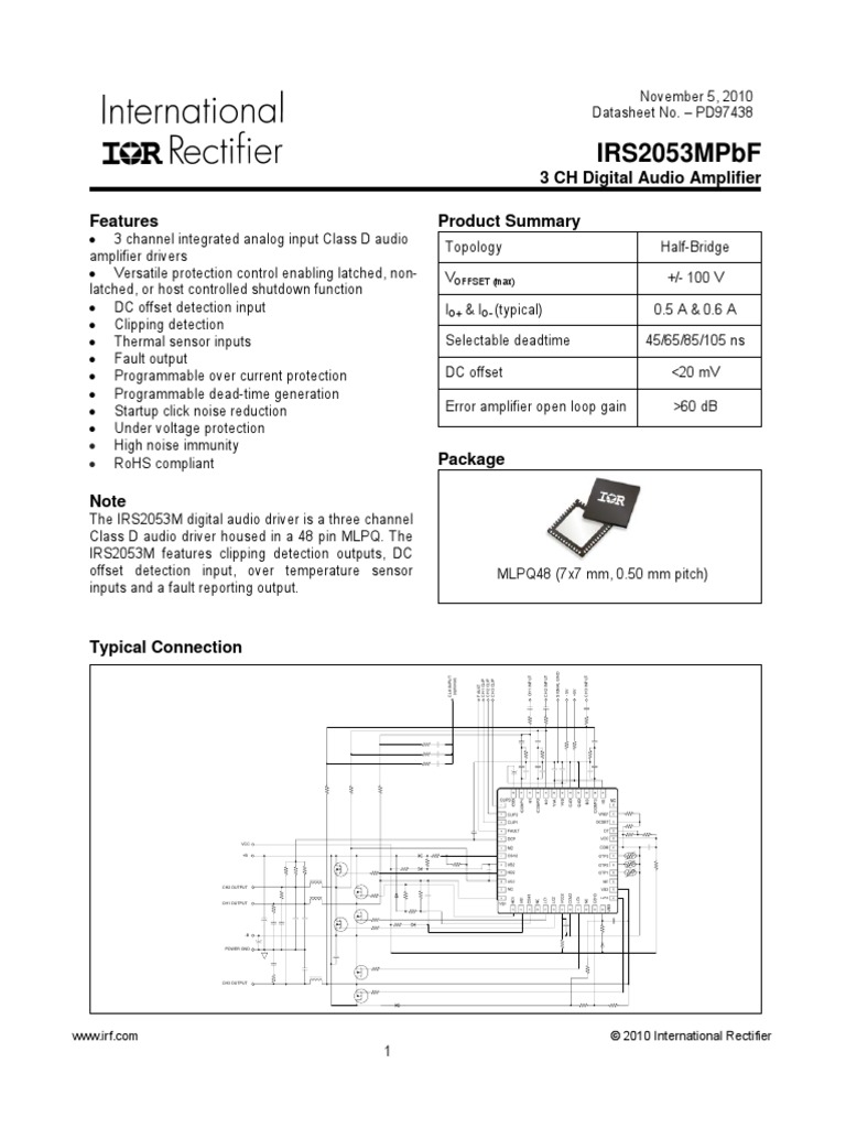 Datasheet Irs2053m Is2053m Som Samsung | PDF | Amplifier | Rectifier