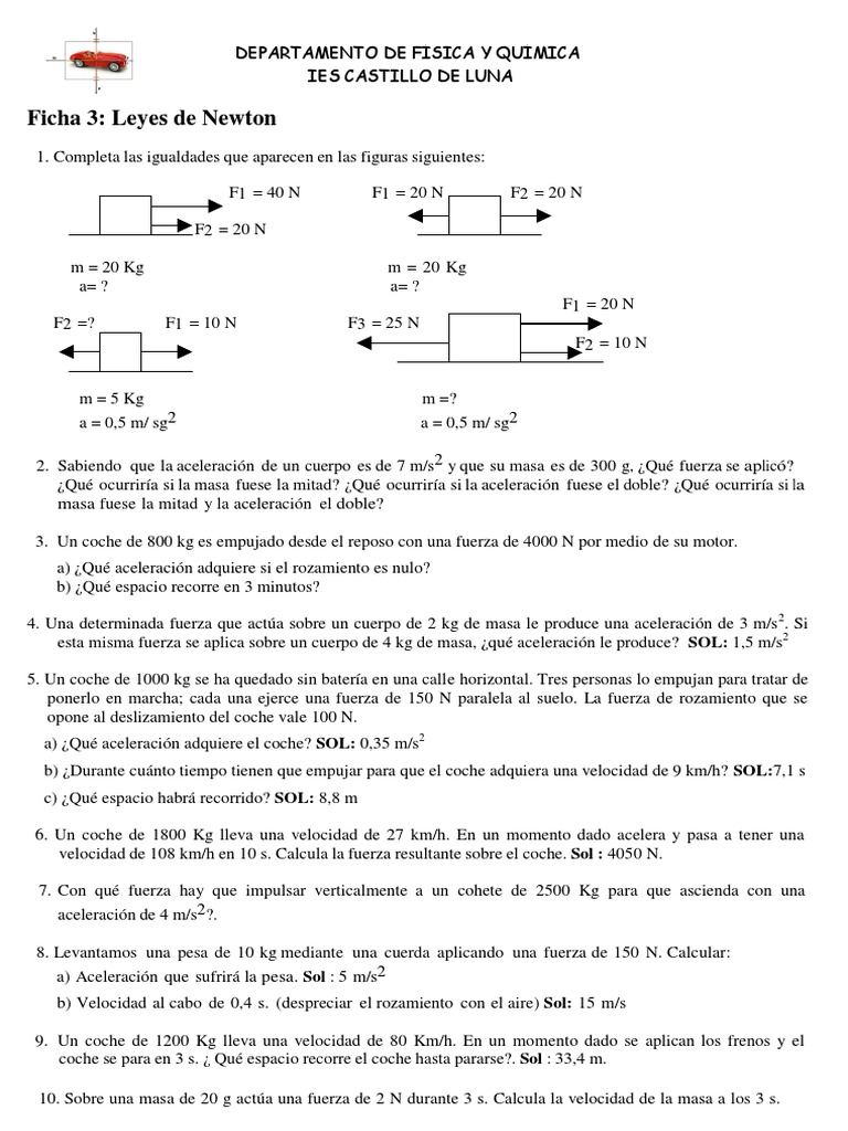 Ficha 3 Leyes Newton | PDF