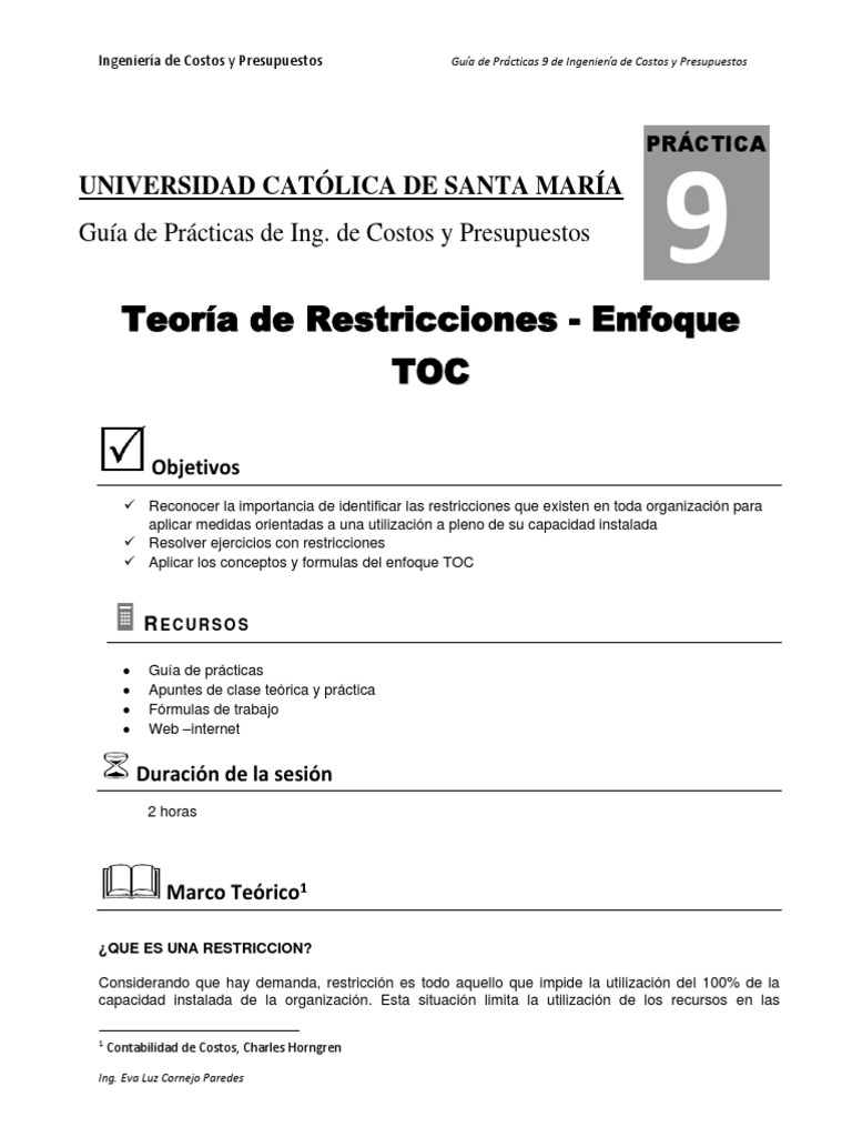 Guia 9 TOC | PDF | Presupuesto | Economias