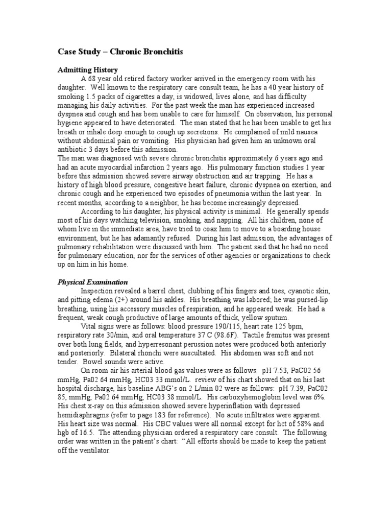 Case Study - Chronic Bronchitis | PDF | Breathing | Respiratory System