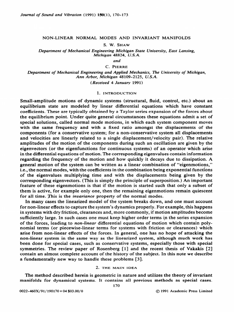 Non-Linear Normal Modes Analysis | PDF | Nonlinear System | Oscillation